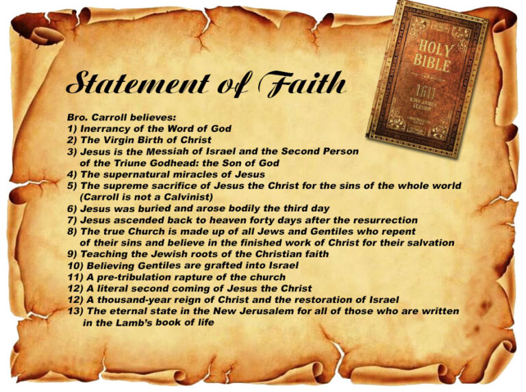 Statement of Faith - Carroll Roberson Ministries